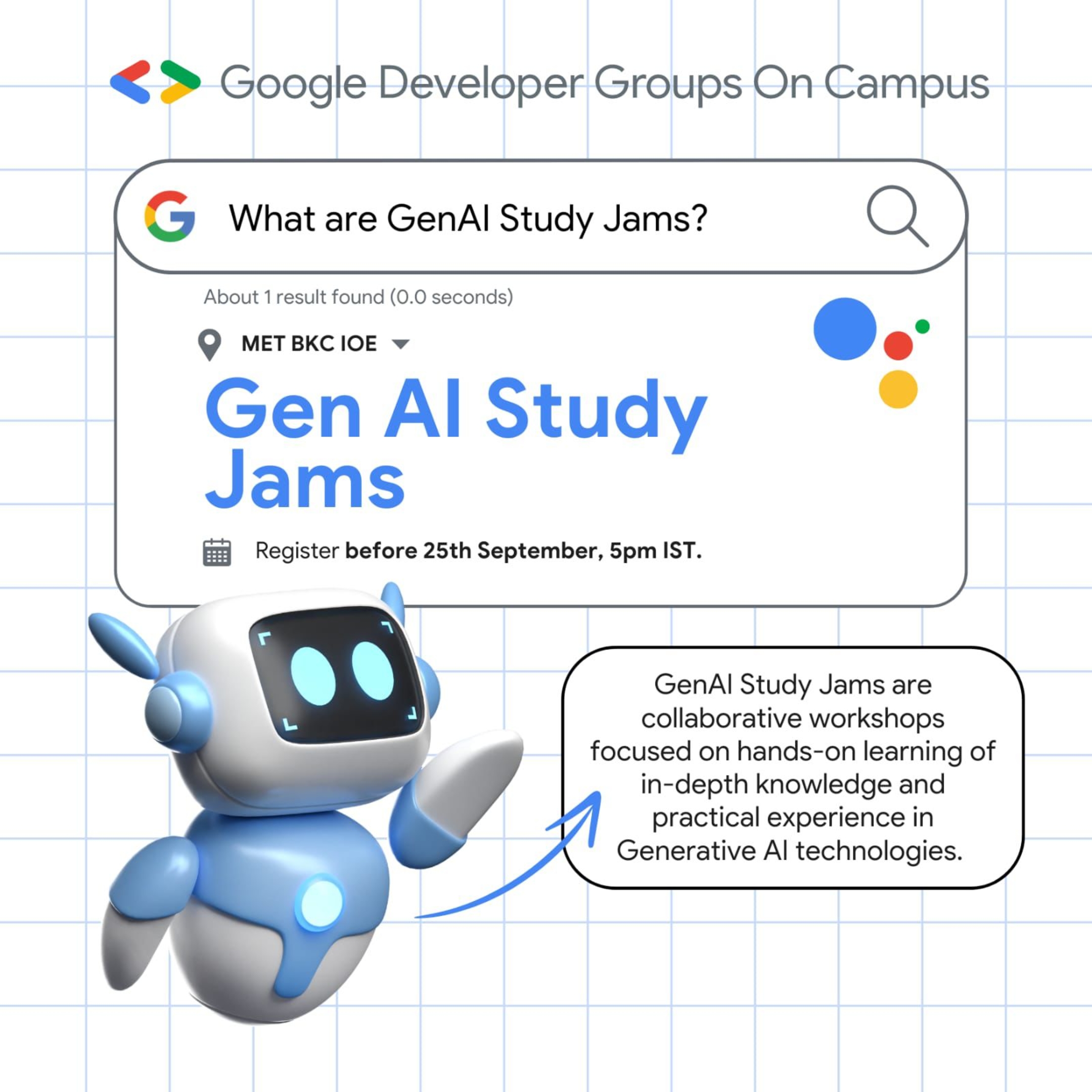 See Introduction to GenAI Study Jams at Google Developer Groups GDG on Campus MET Institute of ...